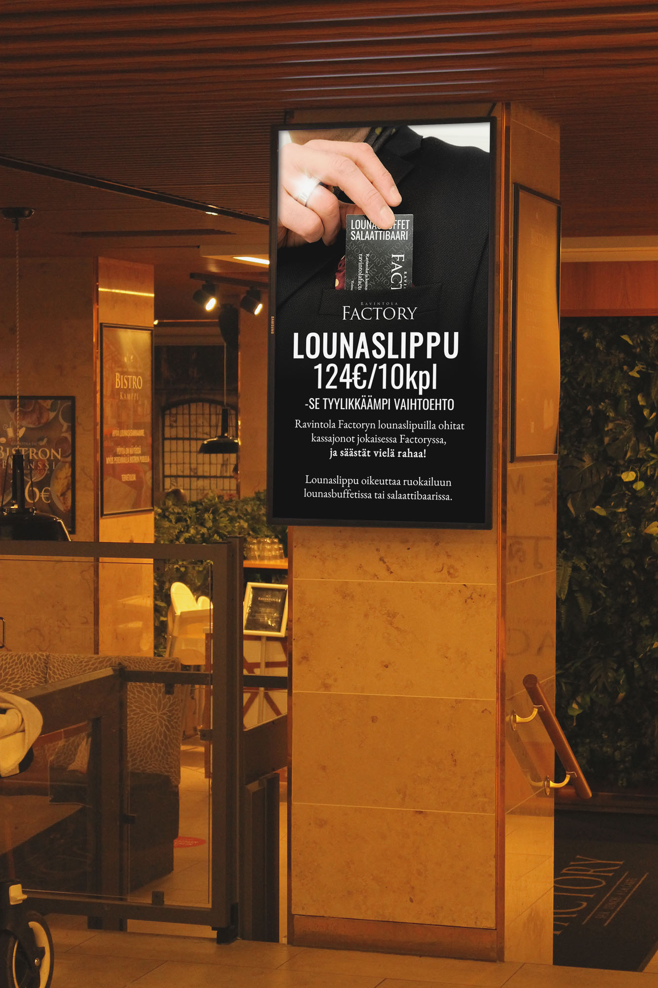 Mainosnäyttö ravintolaan - FirstView Digital